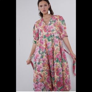 Zara | Dresses | Zaras Midi Floral Pink Dress | Poshmark